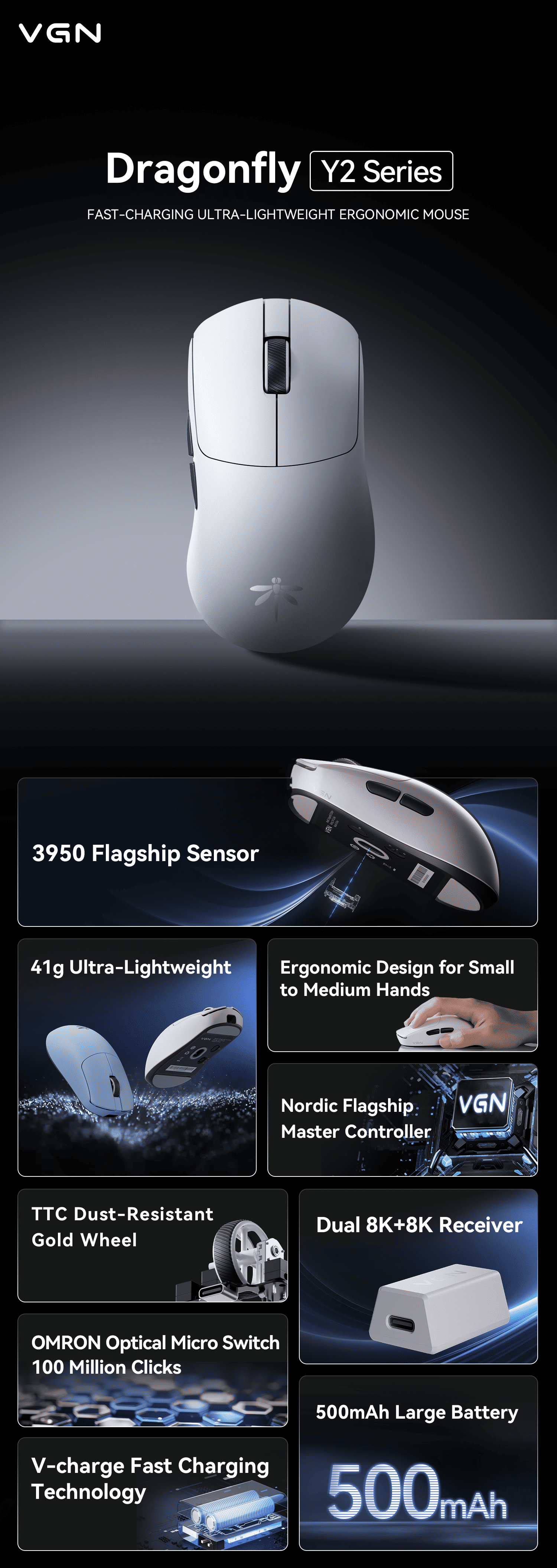 VGN Dragonfly Y2 Ultra-Lightweight Wireless Mouse