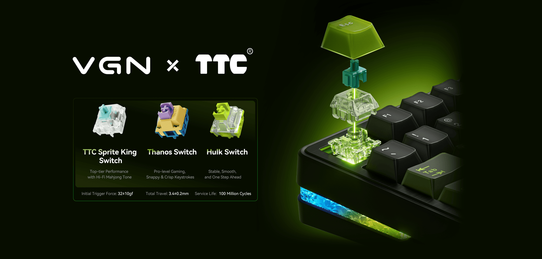 VGN Neon Esports Magnetic Switch Keyboard | Ez Gadgets