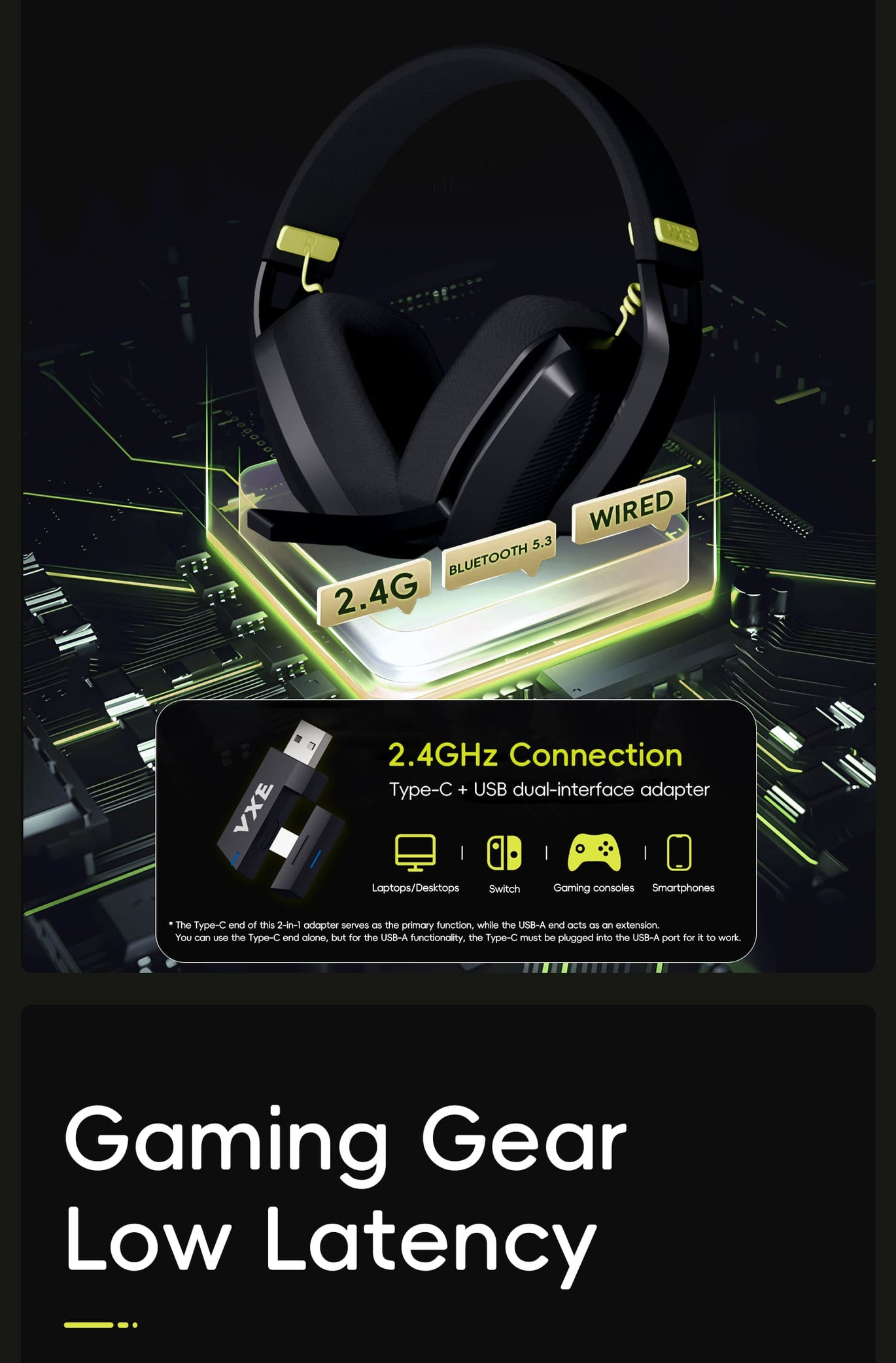 VGN VXE Siren V1 Tri-Mode Lightweight Gaming Headset