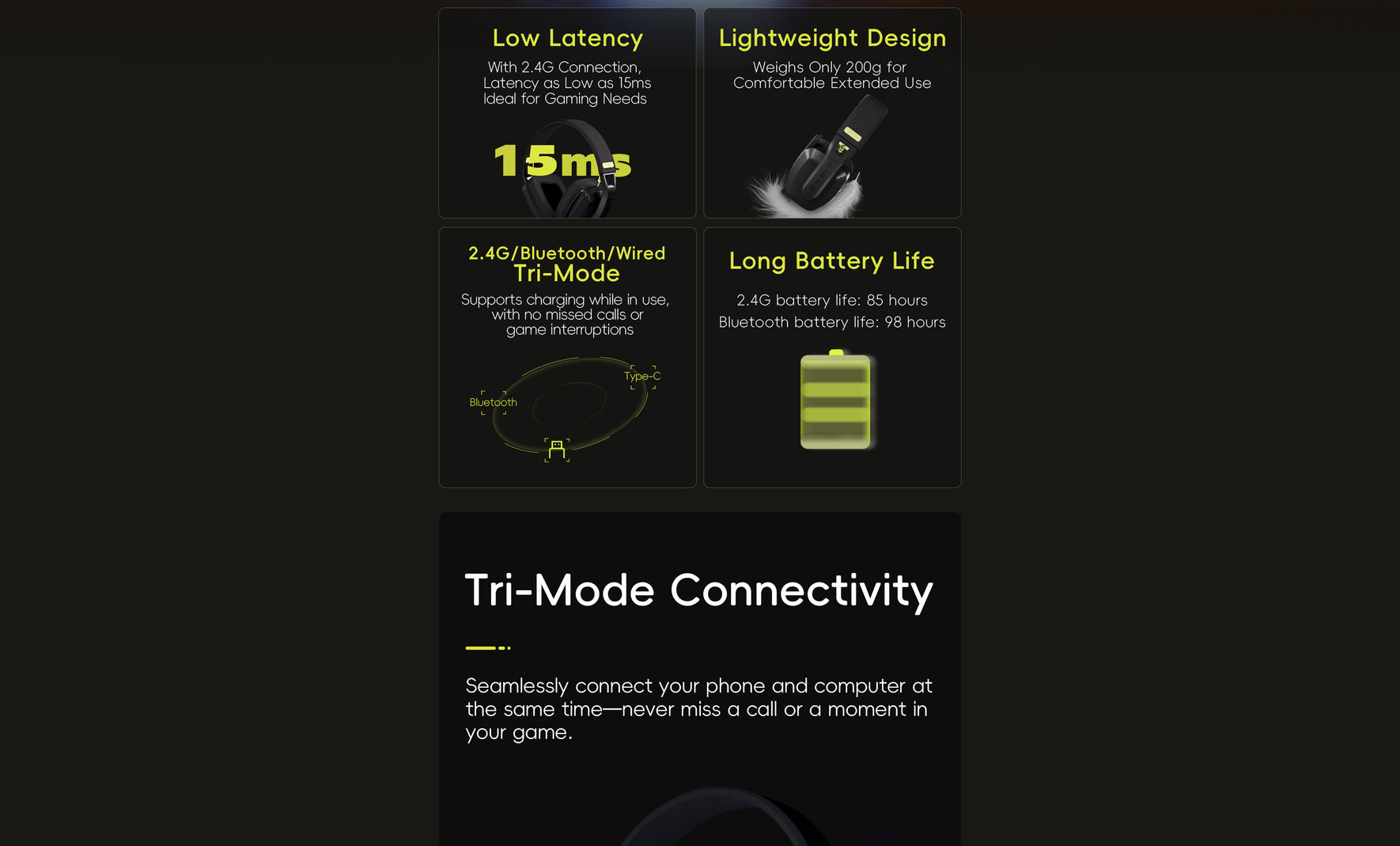 VGN VXE Siren V1 Tri-Mode Lightweight Gaming Headset